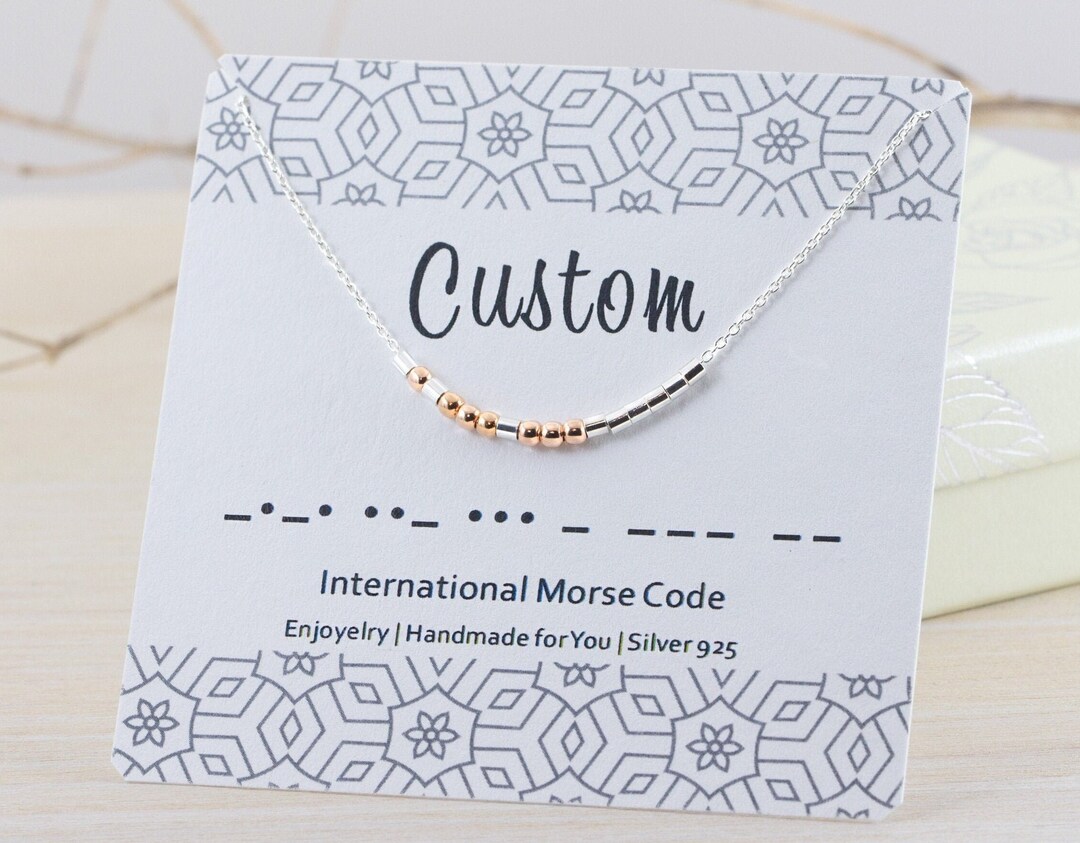 Morse Code Necklace, Sterling Silver and Rose Gold Custom Name Choker ...
