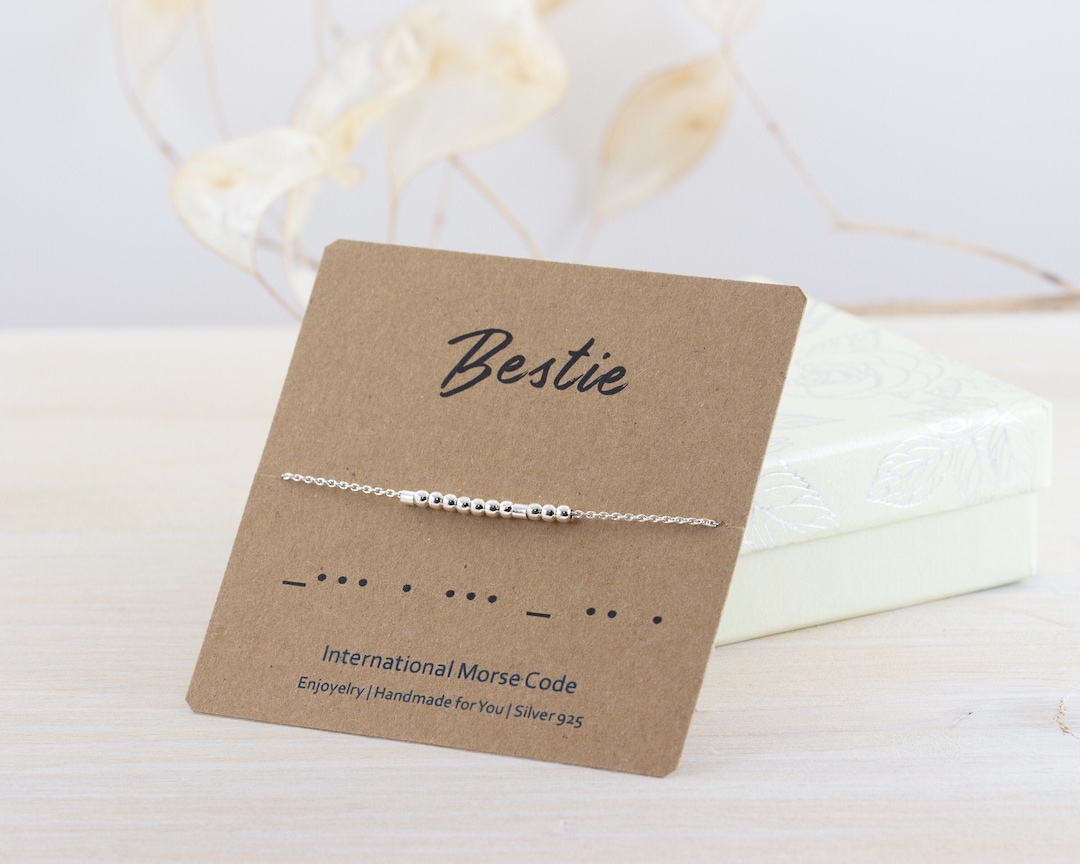 Bestie Morse Code Bracelet, Sterling Silver Custom Morse Code Bracelet ...