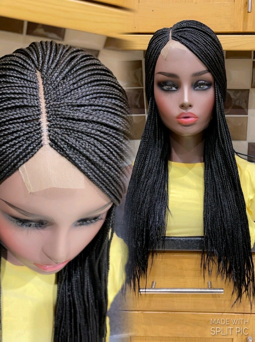 READY TO Ship*micro Black Box Braids Braided Wig Hand Made Lace Side ...