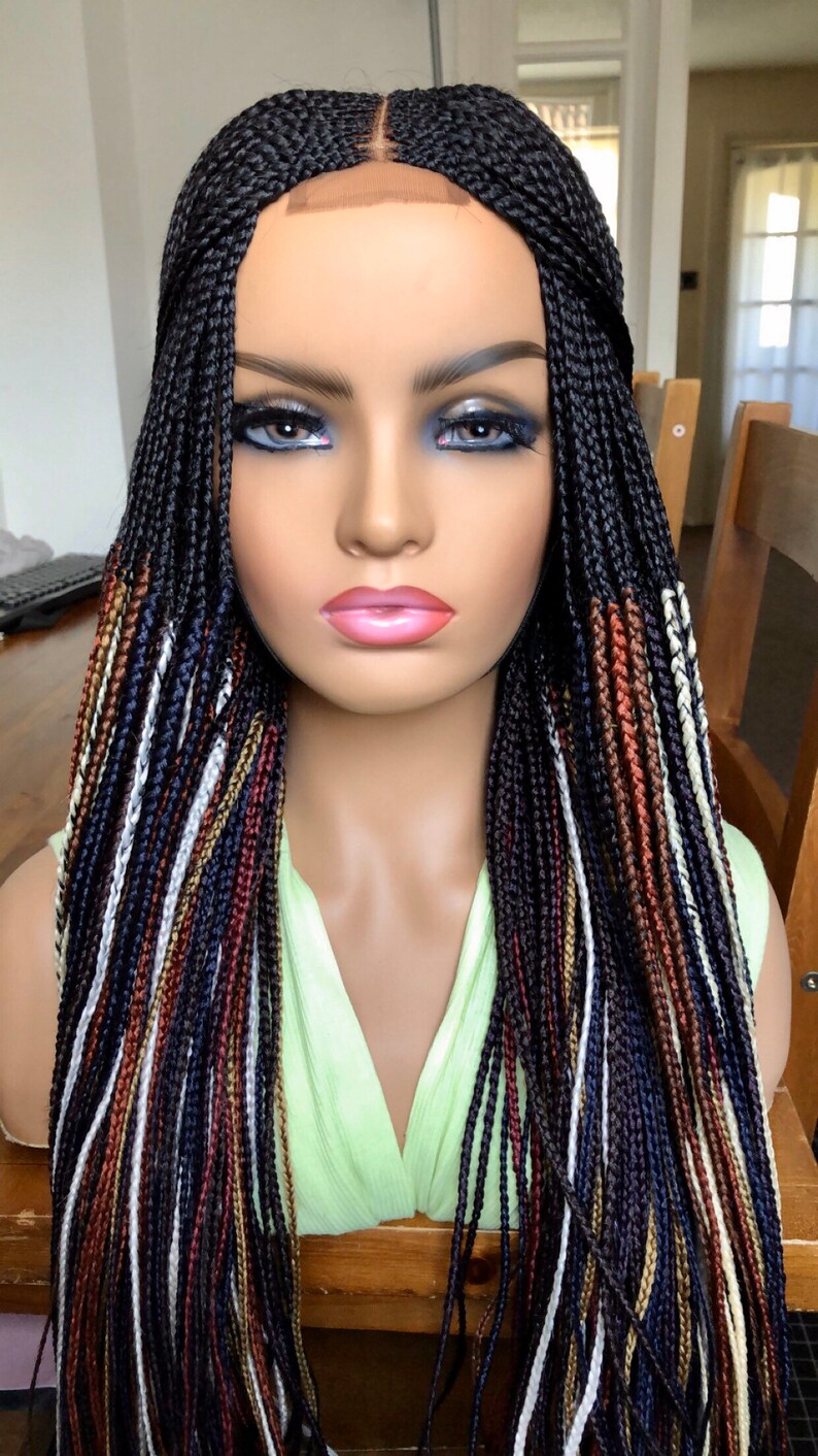 Braided Wig Multi Ombré Tribal Braids Wig Fulani Braids Etsy