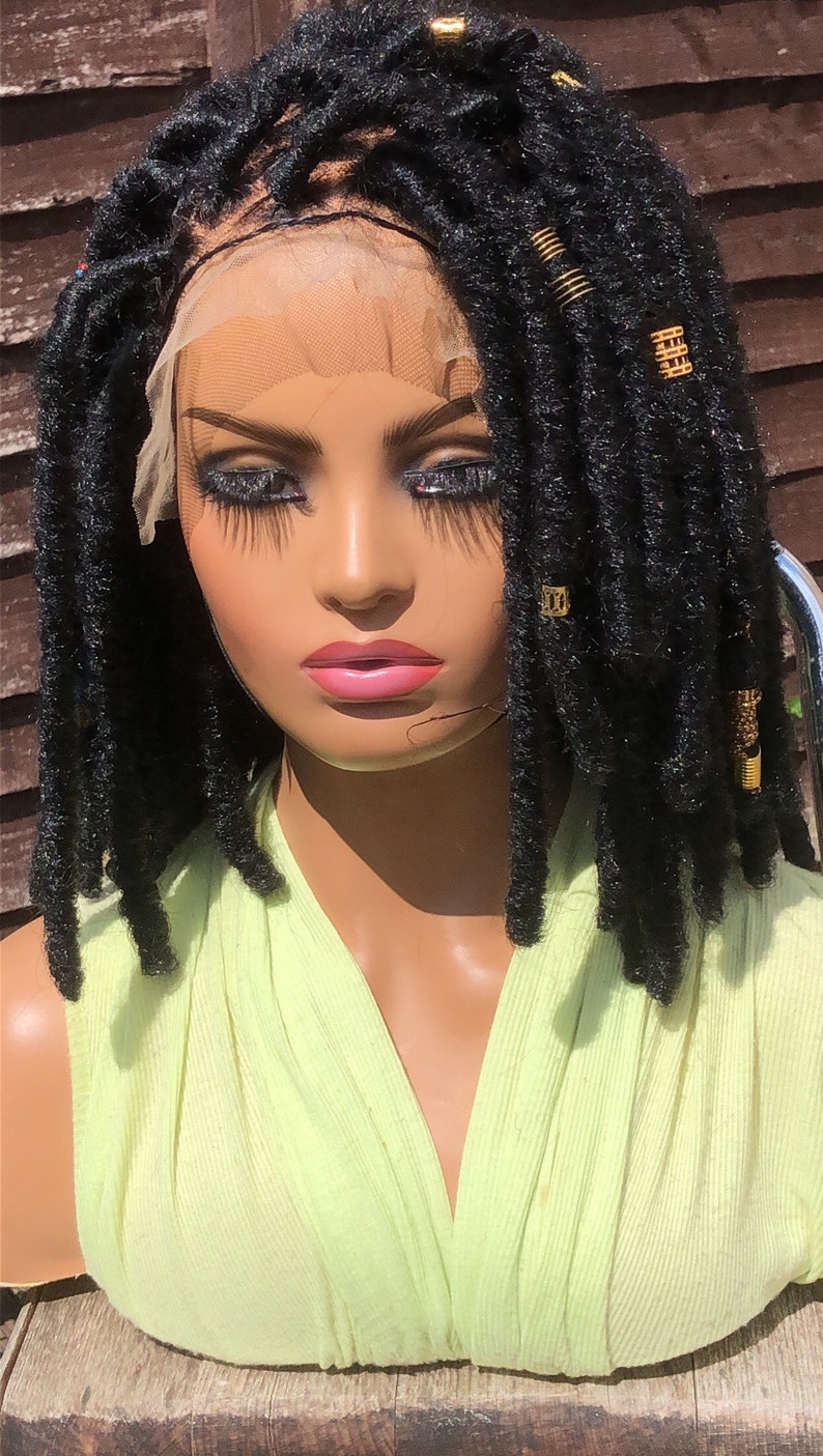 Short Locs Wig Lace Front Braided Wig Bob Faux Locs Wig Etsy