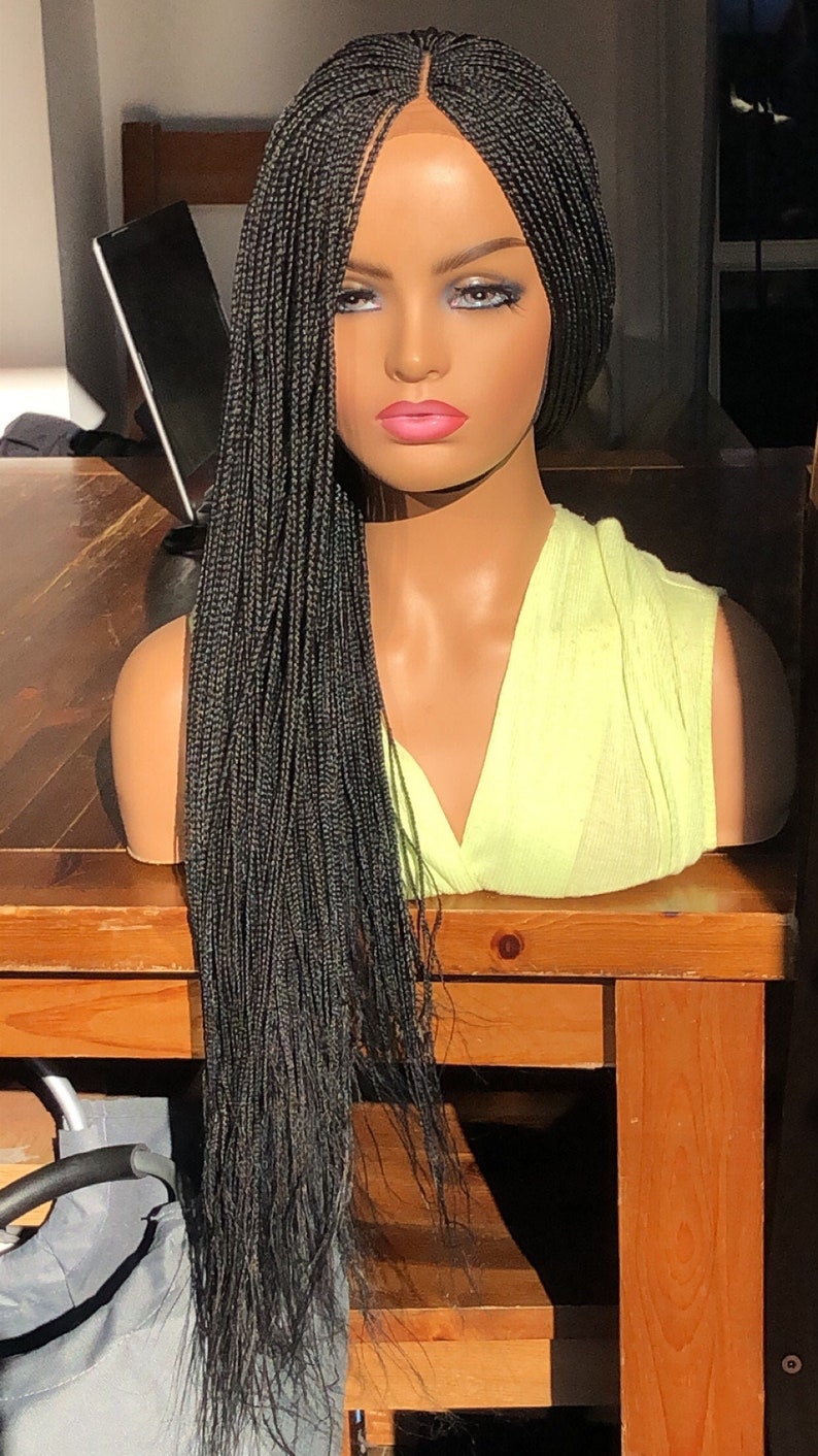 Braided Wig Hand Made Braided Micro Braid Wig Human Hair Etsy
