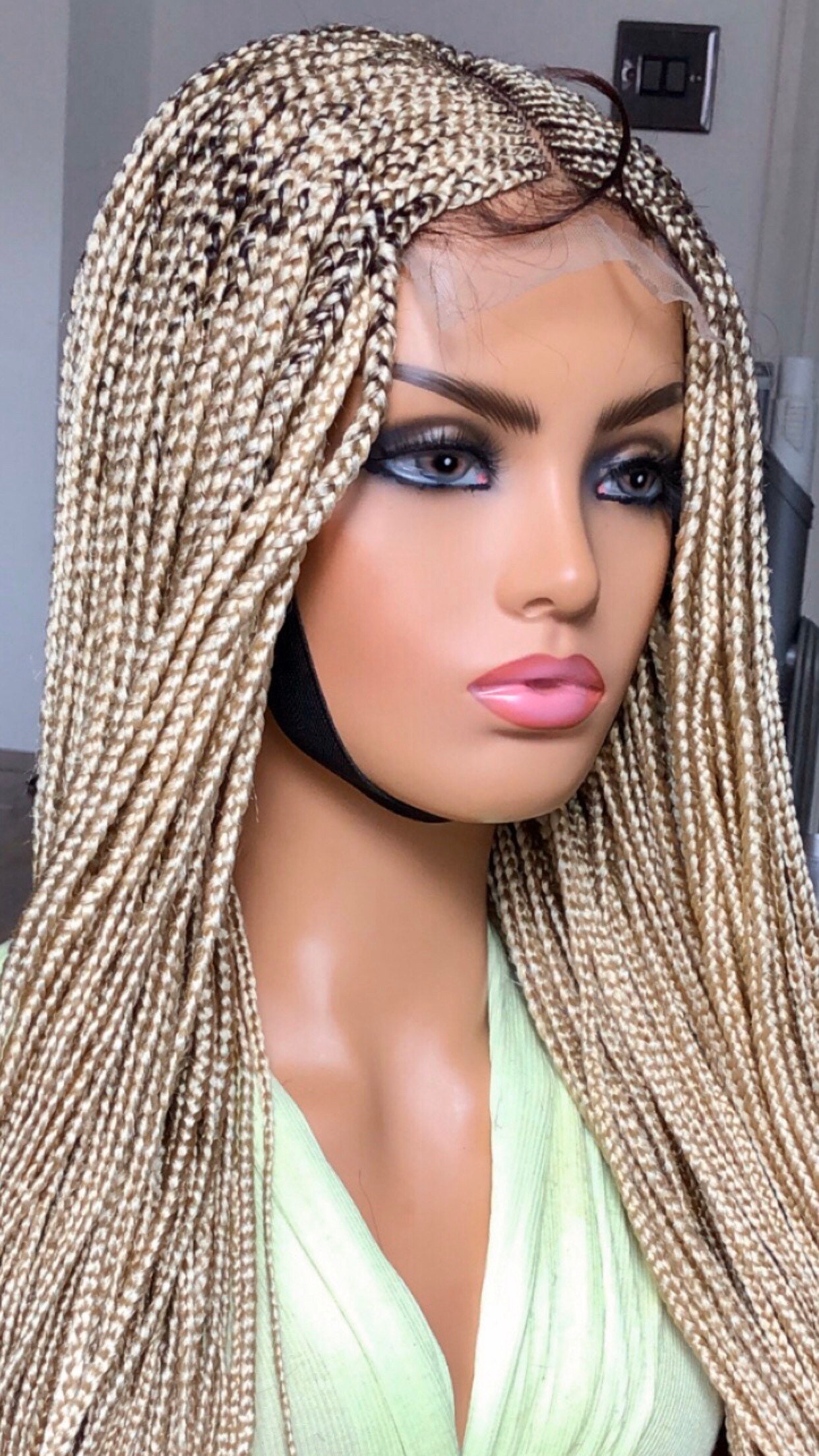 Preordersmall Braids Blonde Braided Wig Cornrow Lace Closure Etsy