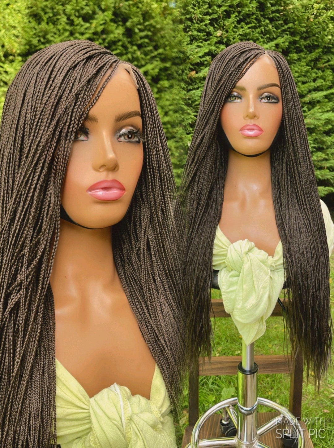 Preorder*micro Braids Dark Brown Box Braids Braided Wig Braids Wig Hand ...