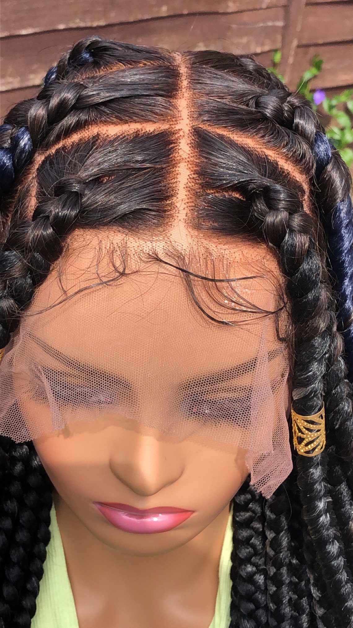Preorderbraided Wig Jumbo Braids Wig Black Human Hair Wig 38 Etsy