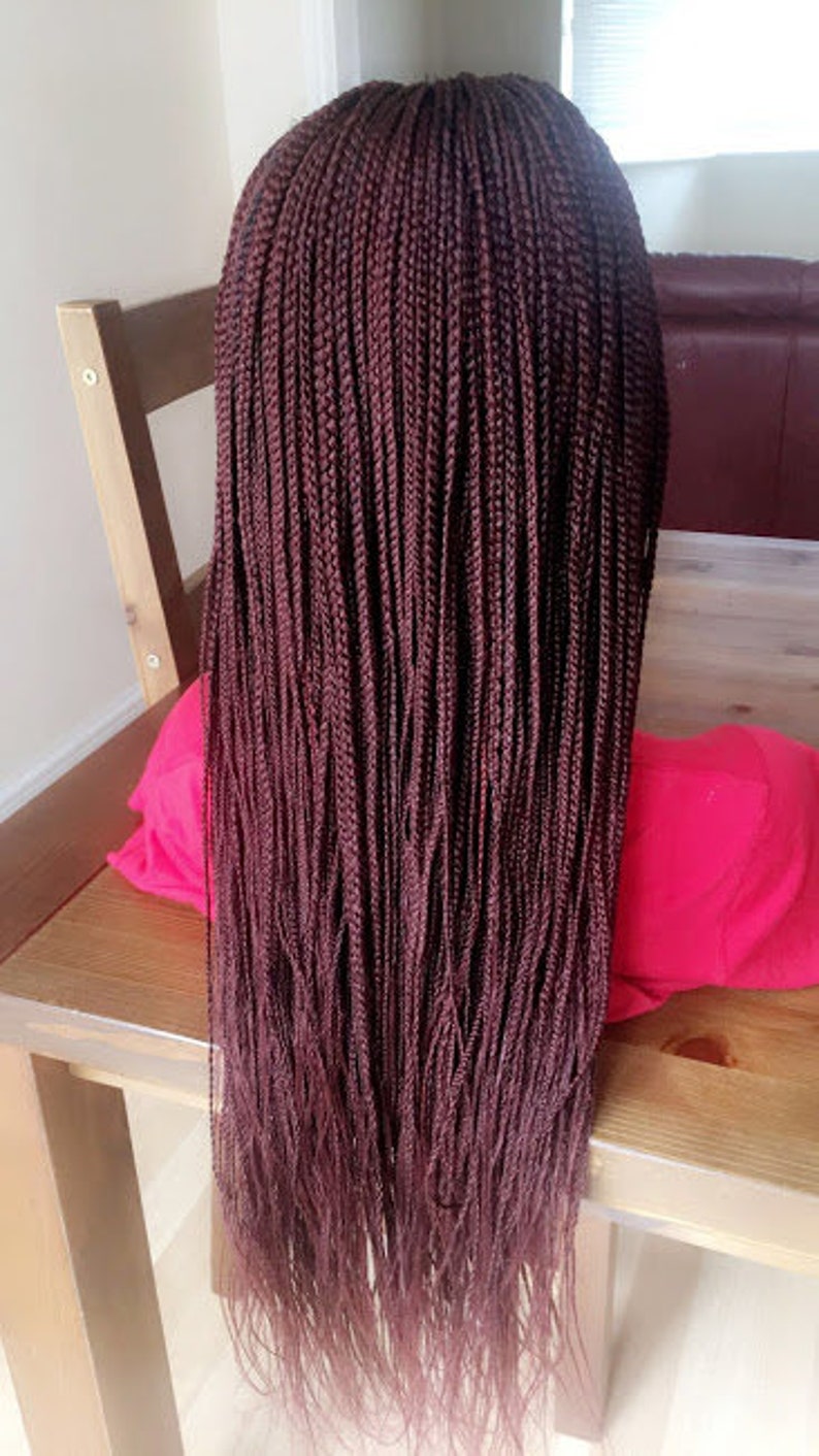 Box Braids Auburn Braided Wig Cornrow Lace Closure Braid Wig Etsy