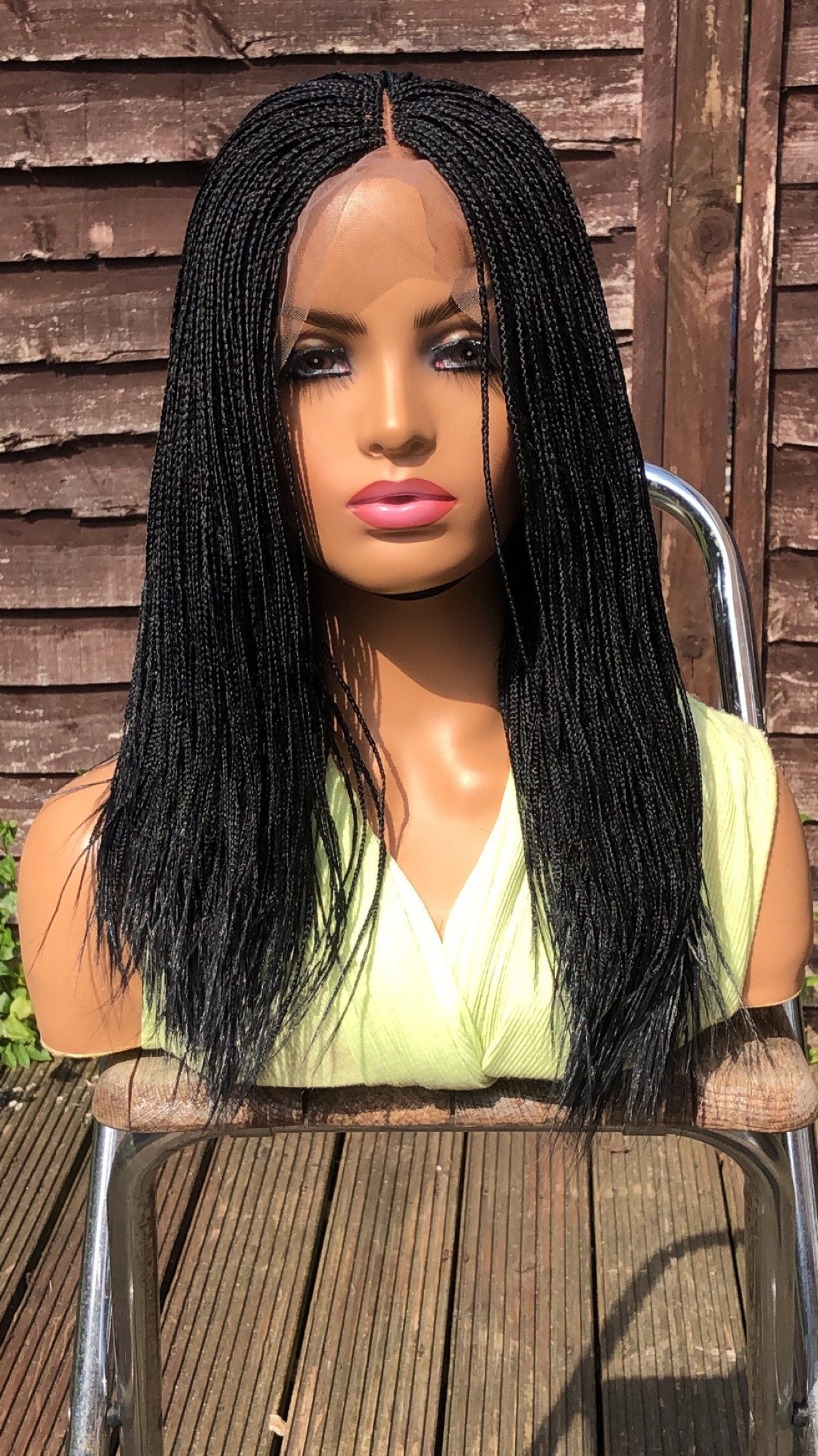 Preorderbraided Wig Black Braids Wig Frontal Braided Wig Etsy