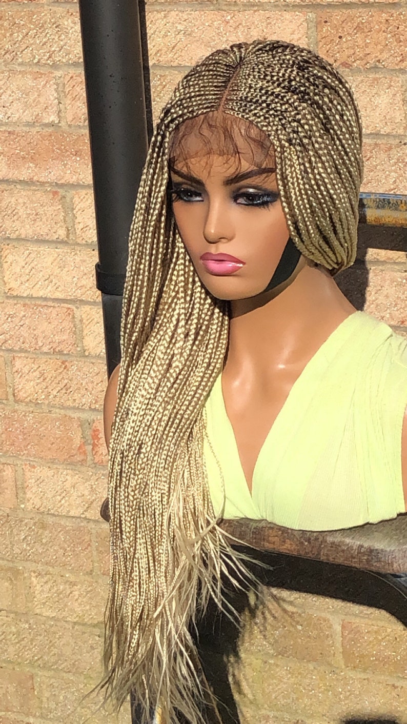 Small Braids Blonde Braided Wig Cornrow Lace Closure Braid Wig Etsy