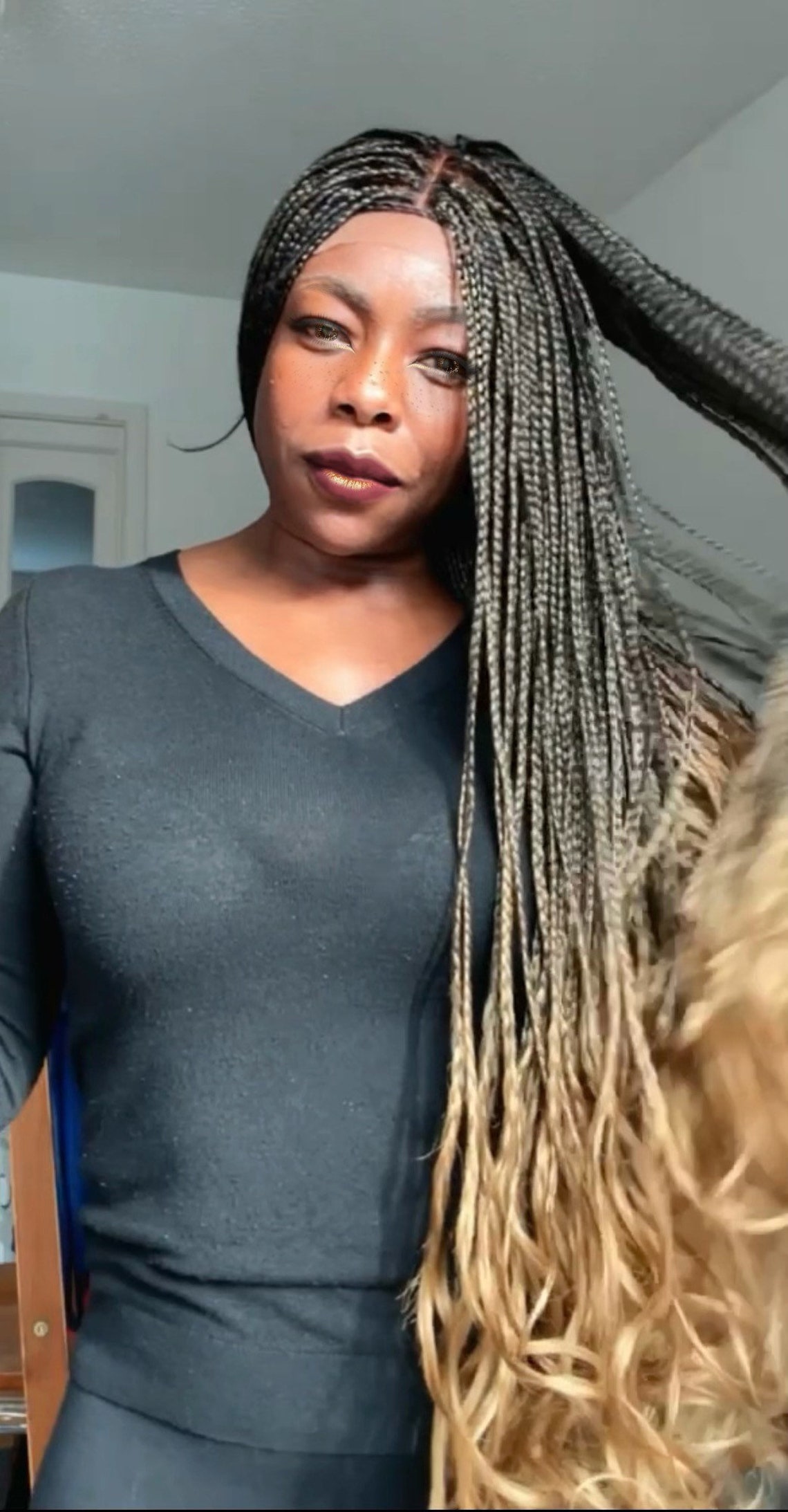 Ready To Shipclosure Braided Wig Micro Knotless Braids Wig Etsy
