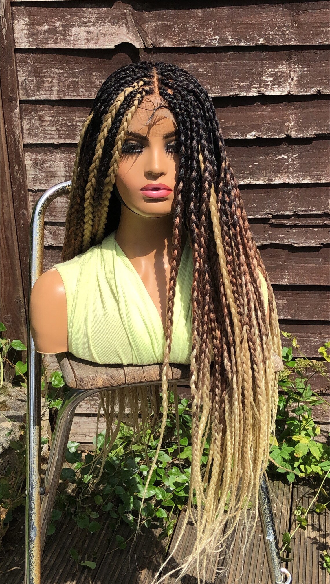 Ombré Brown Blonde Box Braids Braided Wig Knotless Loose Etsy