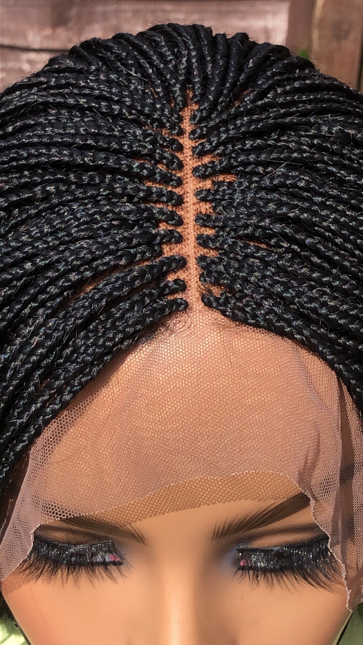 Preorderbraided Wig Black Braids Wig Frontal Braided Wig Etsy