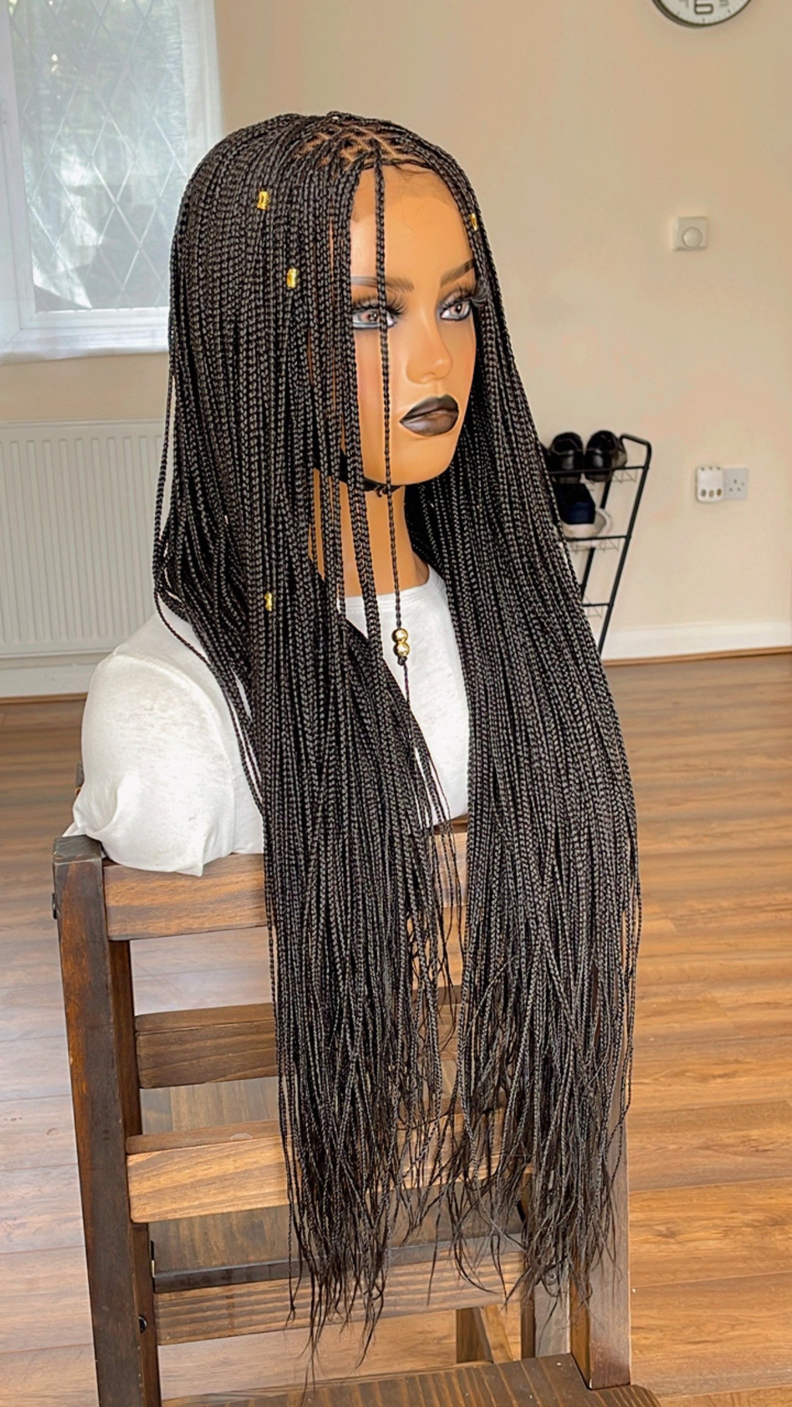 Preorderbraided Wig Micro Knotless Braids Wig Lace Part Etsy Uk