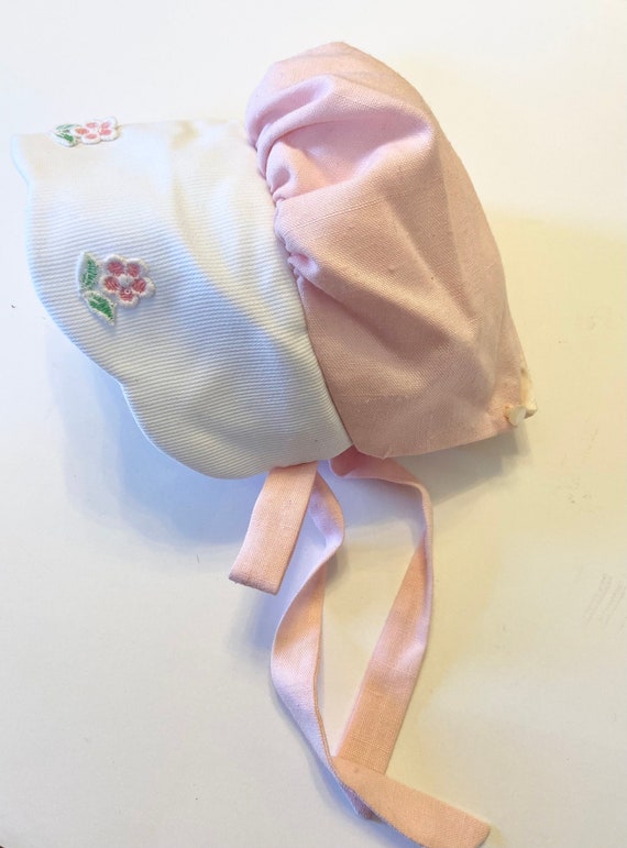 Vintage Baby Bonnet, Vintage Doll Bonnet, Pink Bonnet… - Gem