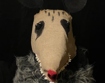 Creepy Cute Burlap Opossum Possum Mask Adult Halloween, Masquerade ...