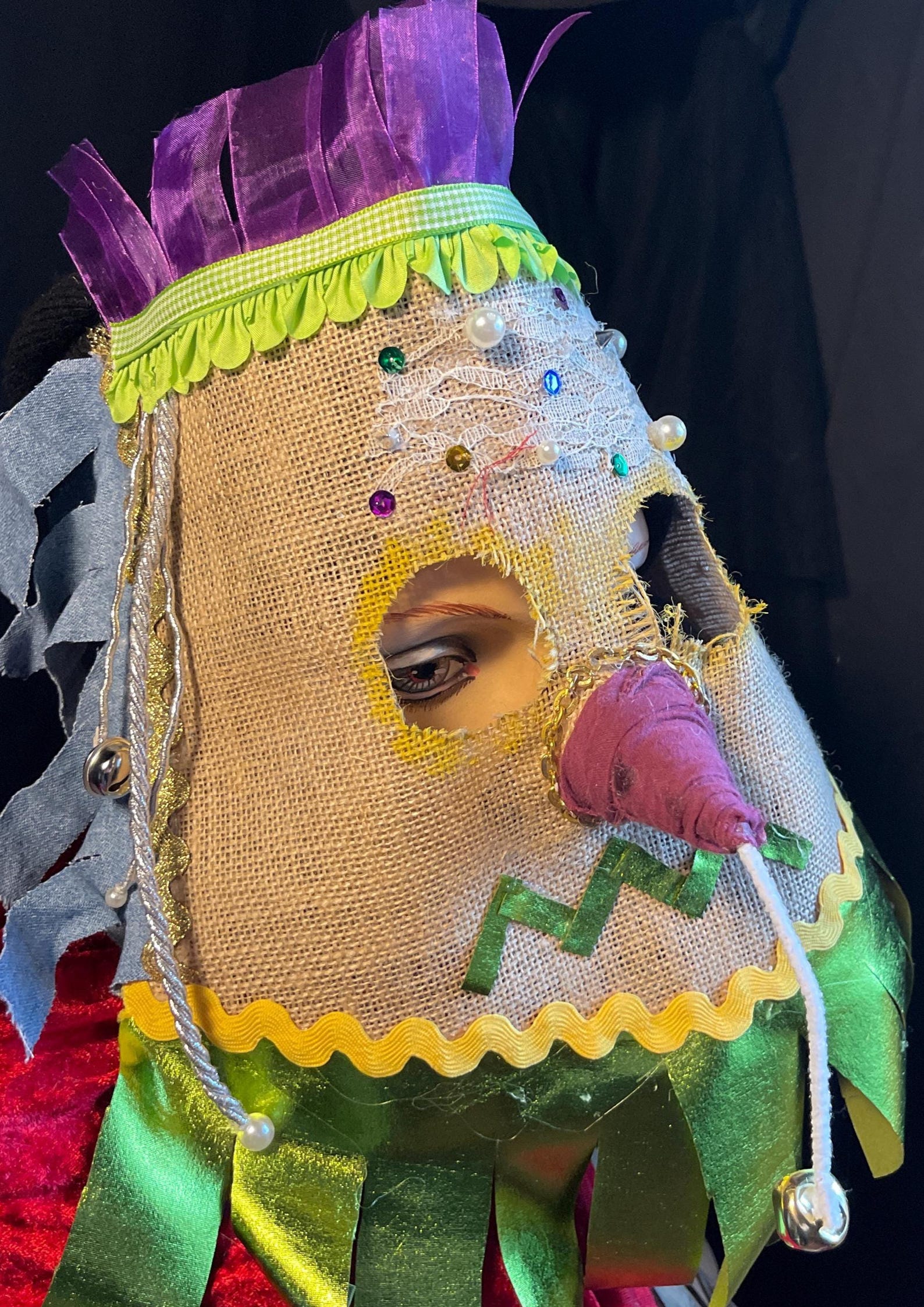 Cajun Mardi Gras Fringe Mask - Masquerade, Carnival, Chicken Chase ...