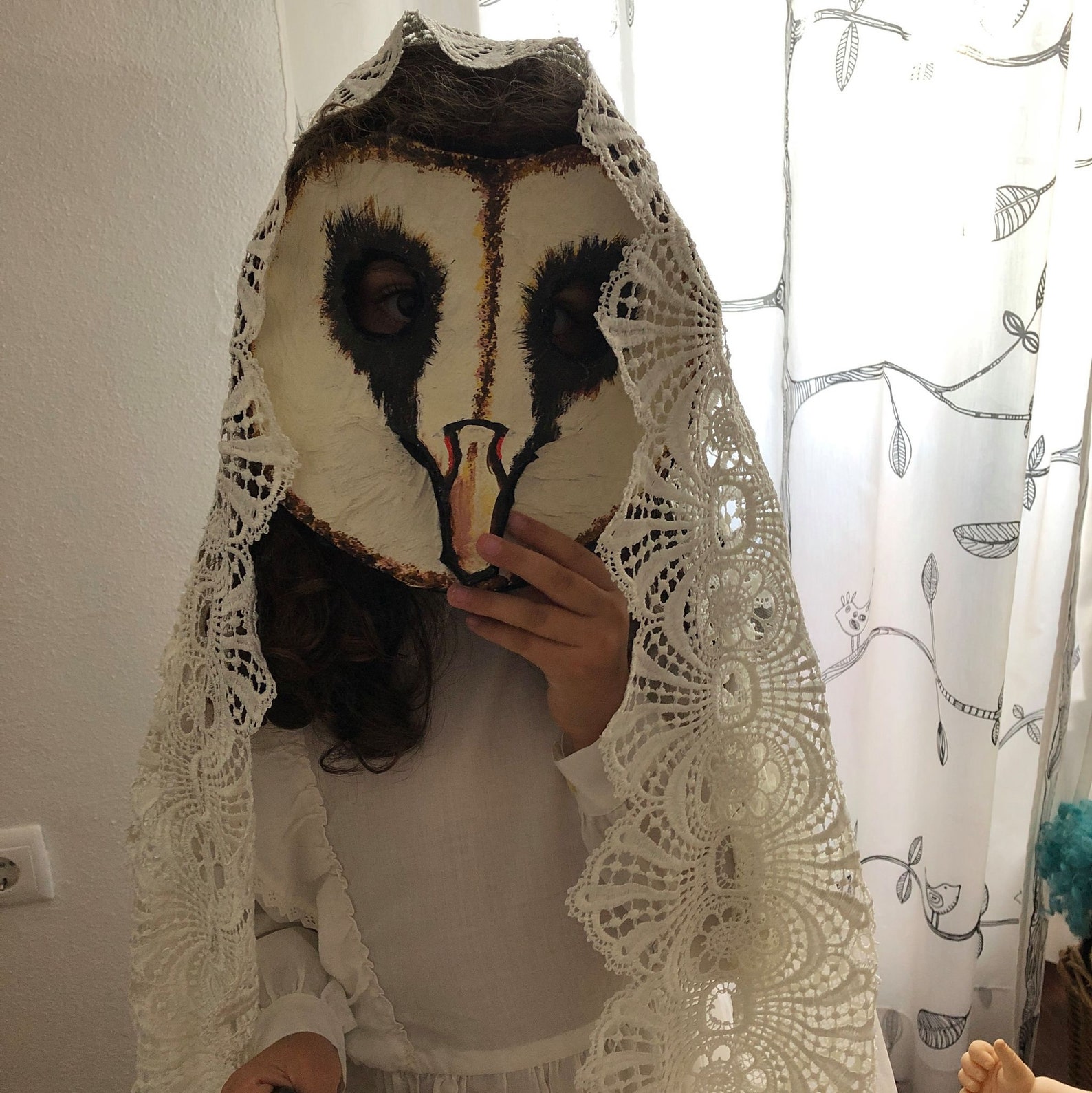 Barn Owl Masks for Halloween Costume, Creepy Adult Masquerade, Animal ...