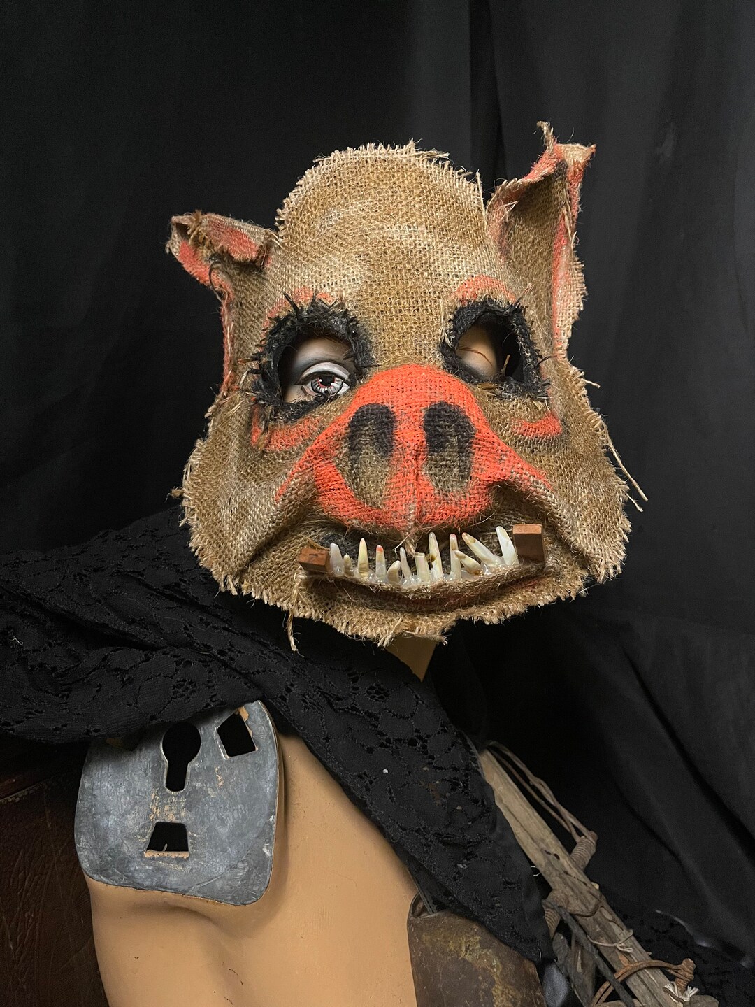 Hog Horror Pig Mask Scary Adult Halloween Boar Costume Handmade Custom ...