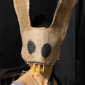 Creepy Rabbit Mask, Scary Masquerade Mask, Burlap Evil Bunny Mask ...