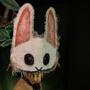 Scary White Rabbit Mask Mardi Gras Masquerade Mask Burlap - Etsy