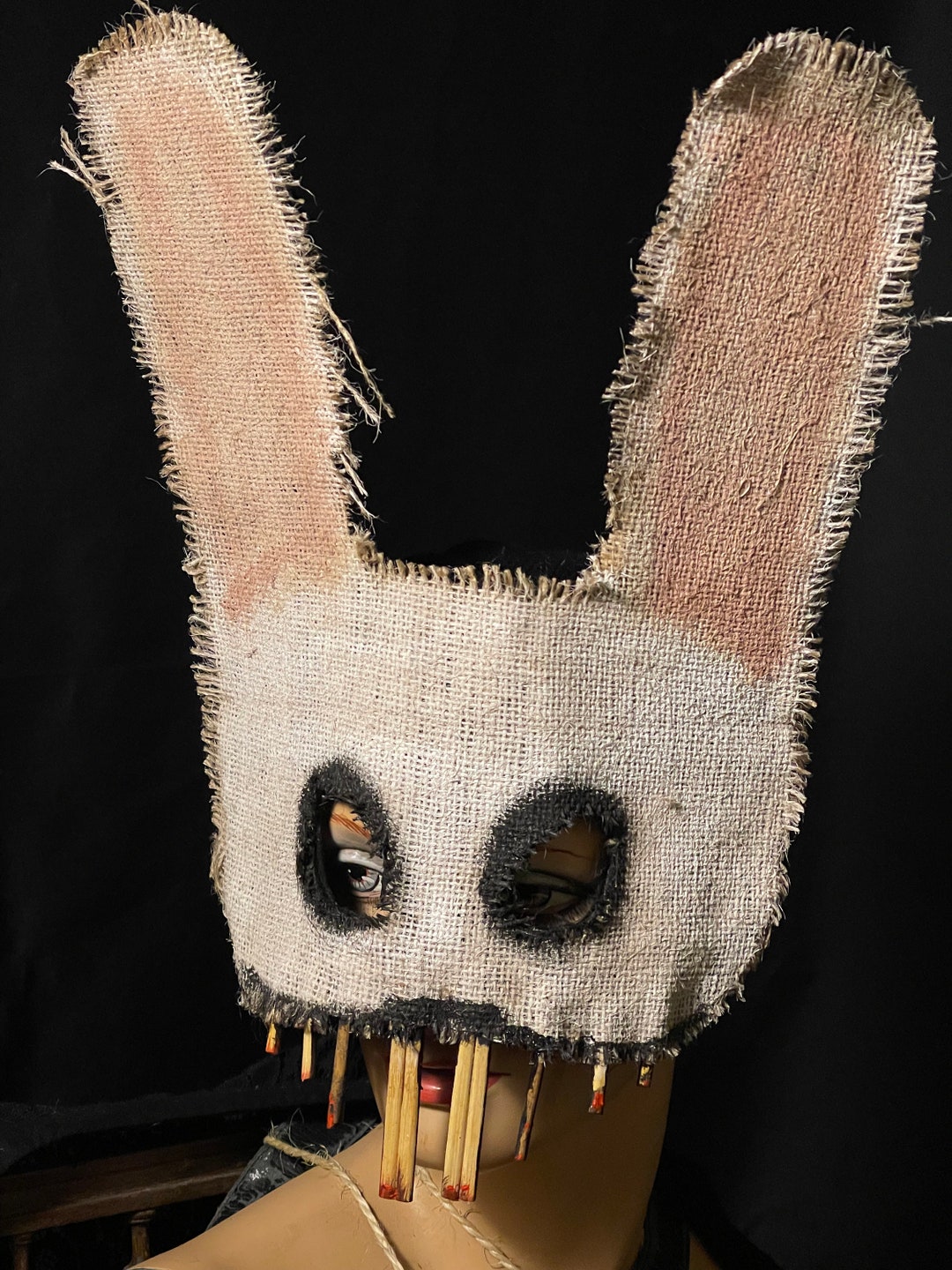 Scary White Rabbit Mask - Mardi Gras Masquerade Mask - Burlap Bunny ...