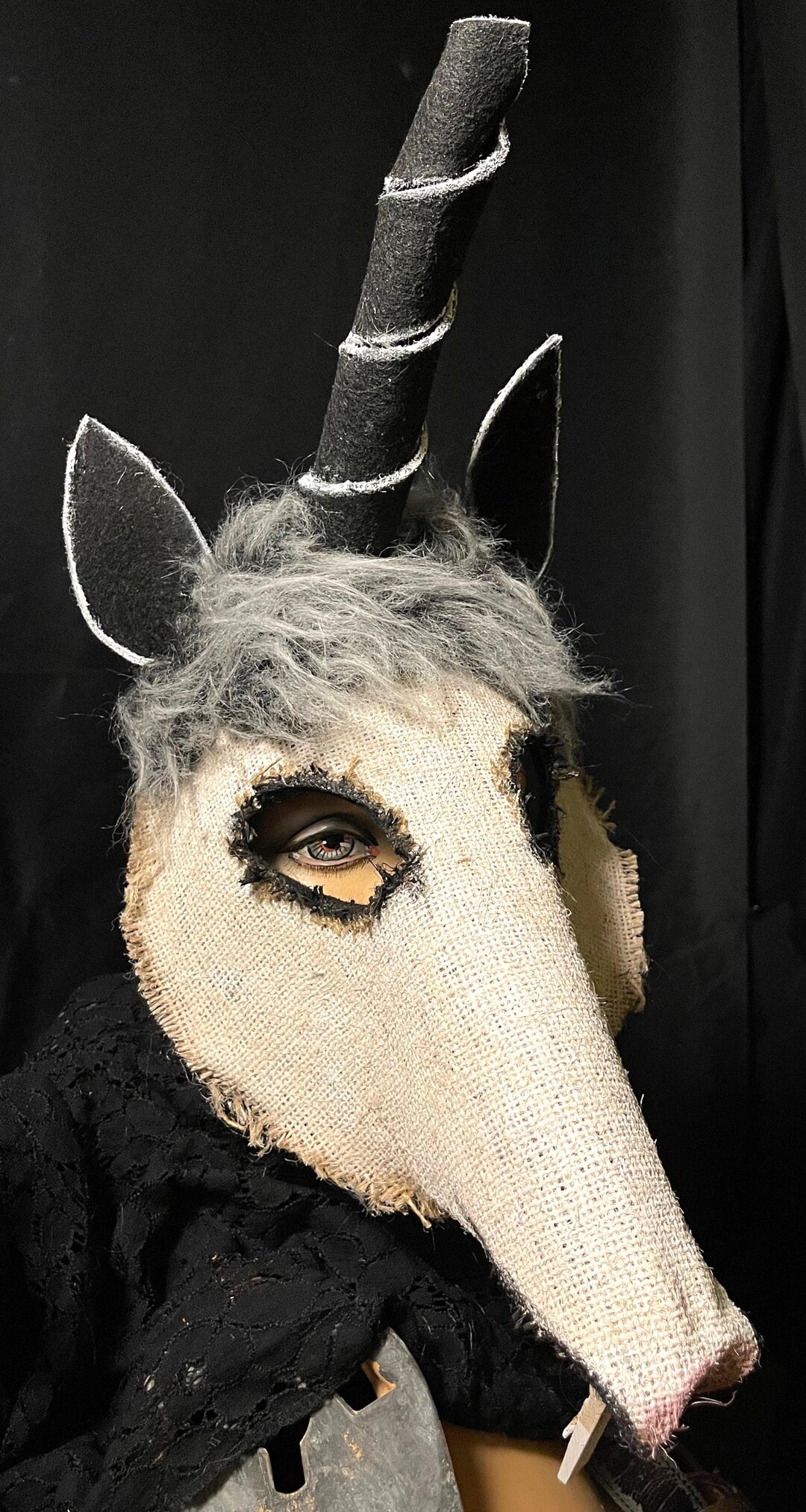Scary Unicorn Mask: Folk Horror Burlap Costume, Cosplay Larp - Etsy