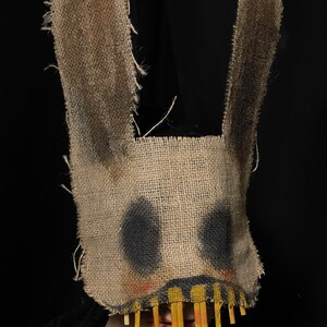 Creepy Rabbit Mask, Scary Masquerade Mask, Burlap Evil Bunny Mask ...