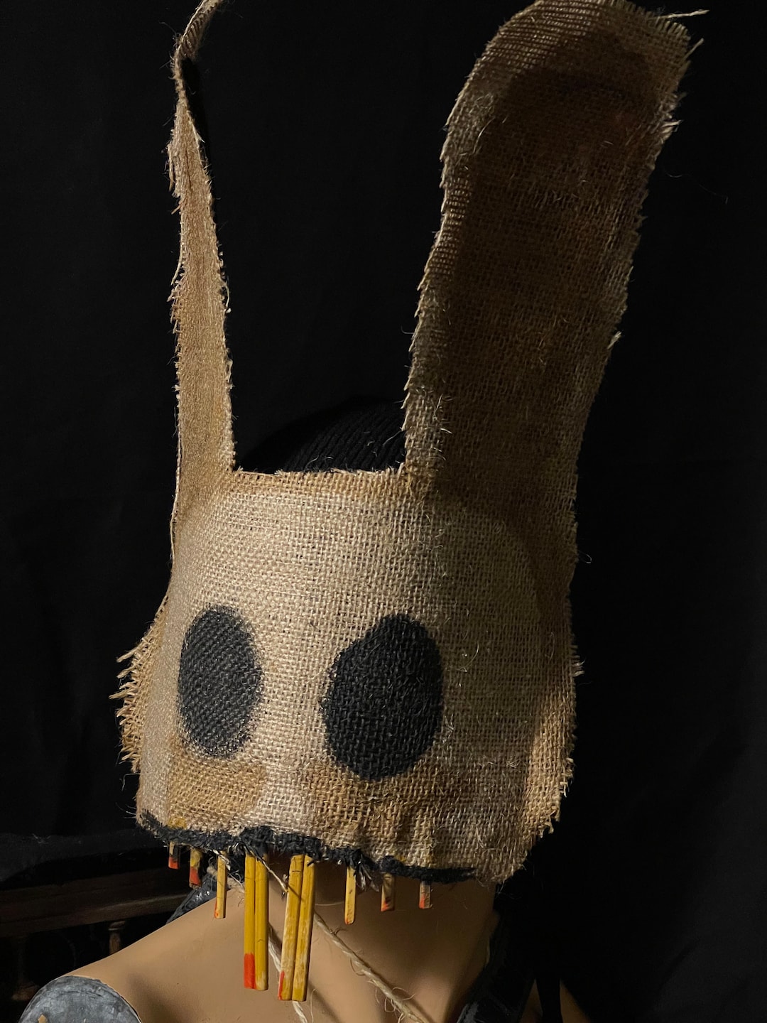 Creepy Rabbit Mask, Scary Masquerade Mask, Burlap Evil Bunny Mask ...