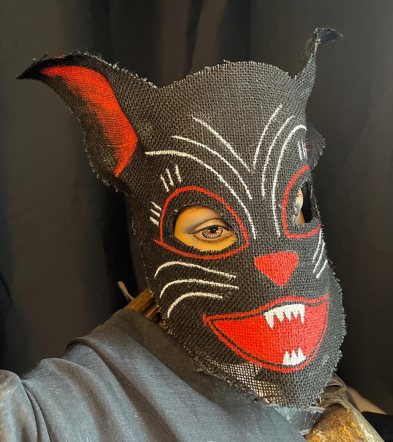 Black Cat Mask: Vintage Halloween Costume Movie Prop - Etsy