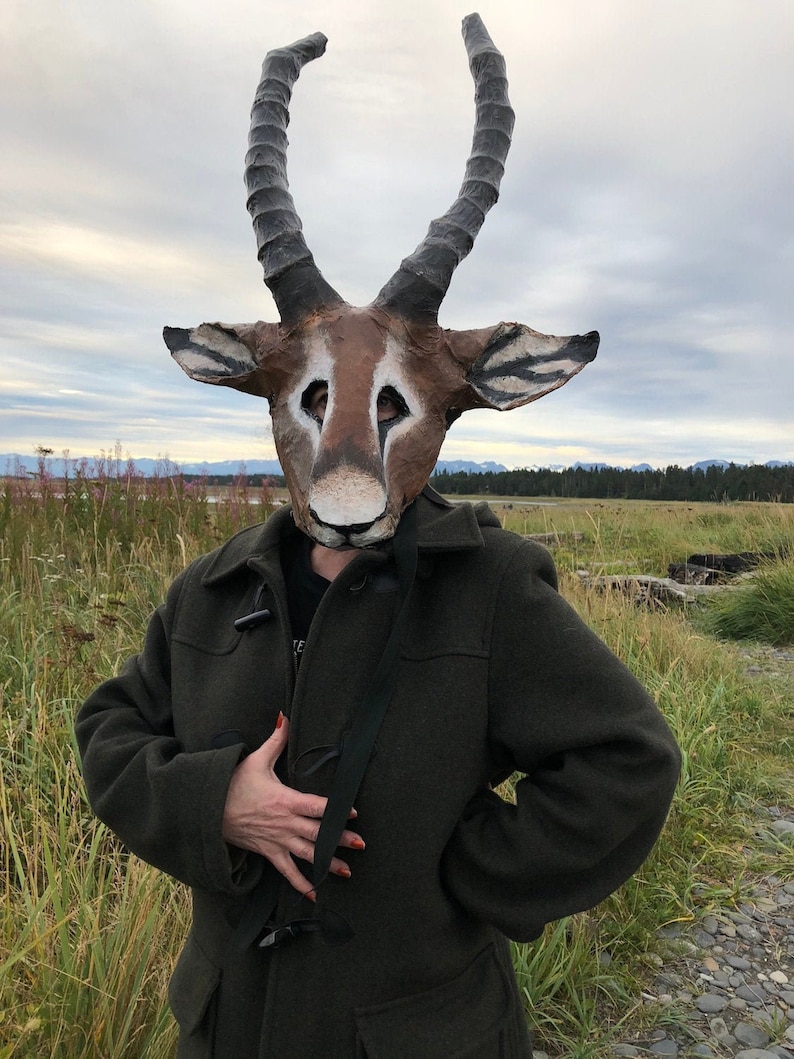 Custom Papier Mâché Animal Mask: Deer, Gazelle, Masquerade Costume ...
