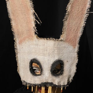 Scary White Rabbit Mask Mardi Gras Masquerade Mask Burlap Bunny Mask ...