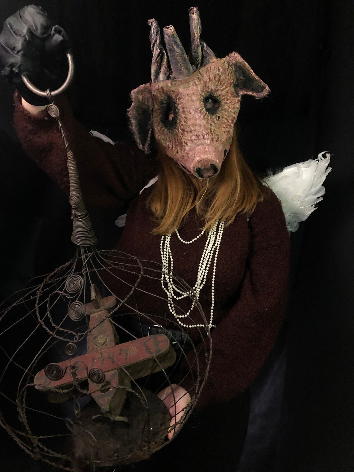 CUSTOM ORDER Scary Mask Animal Mask Burlap Scarecrow - Etsy