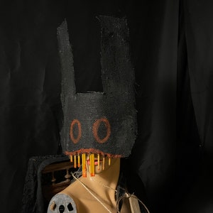 Creepy Rabbit Mask, Scary Masquerade Mask, Black Burlap Evil Bunny Mask ...