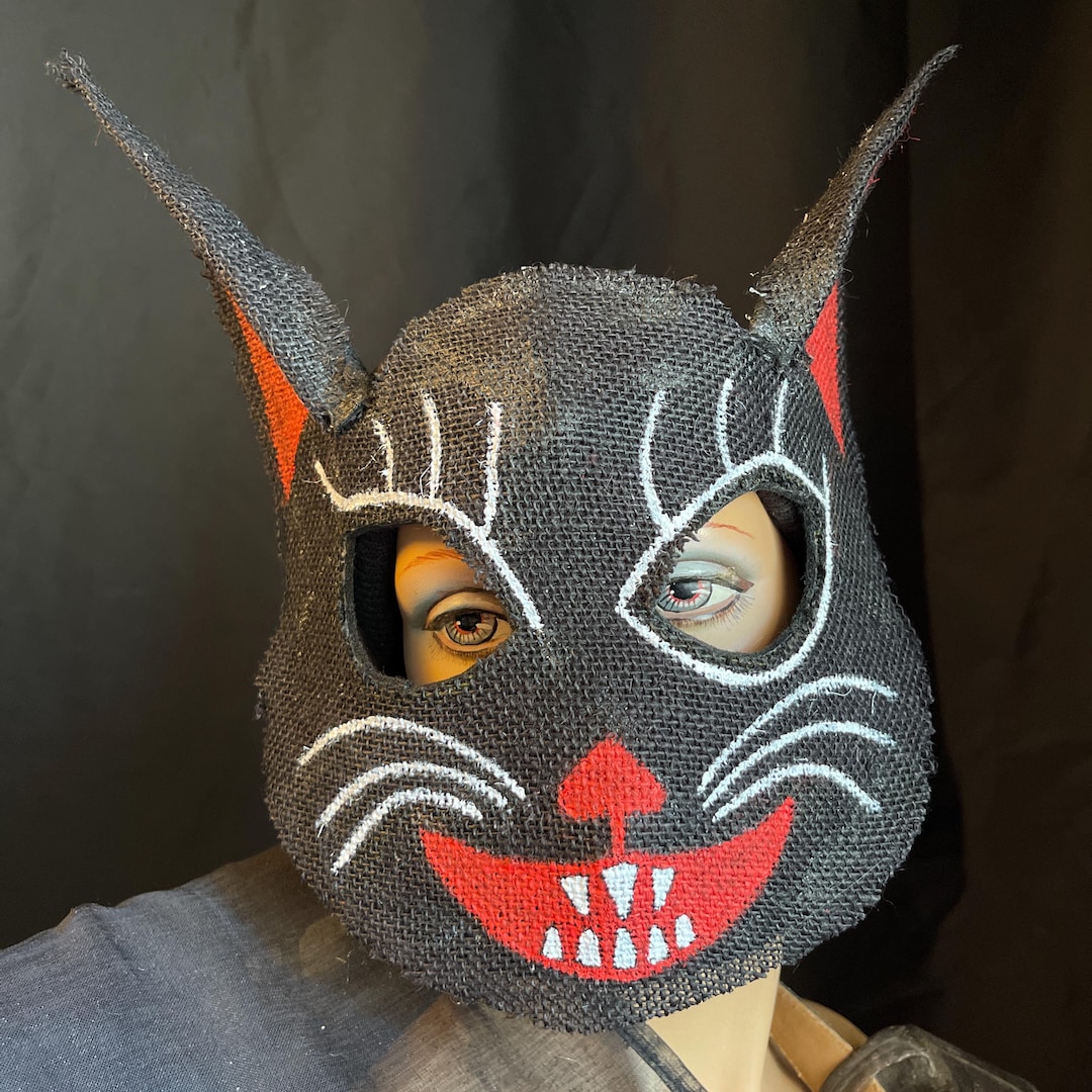Black Cat Mask: Vintage Style Neko Yokai Halloween Costume Prop - Etsy