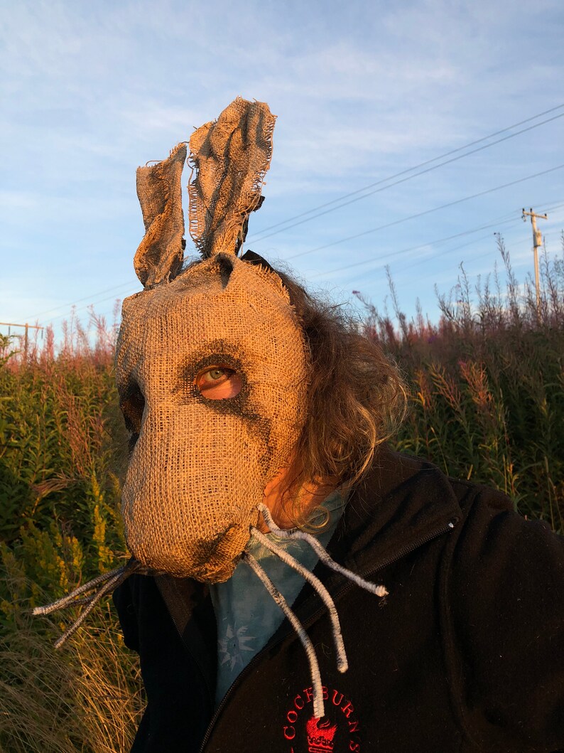 Creepy Scary Burlap Rabbit Mask Handmade Custom Halloween | Etsy