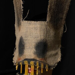 Creepy Rabbit Mask, Scary Masquerade Mask, Burlap Evil Bunny Mask ...
