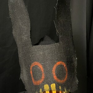 Creepy Rabbit Mask, Scary Masquerade Mask, Black Burlap Evil Bunny Mask ...
