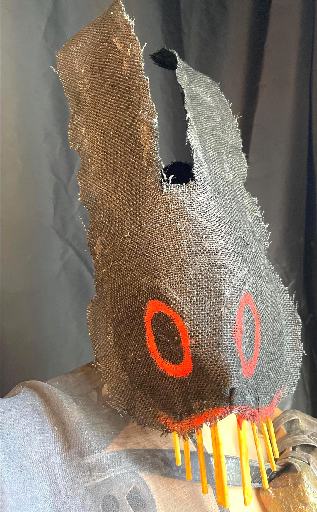 Rabbit Mask, Scary Masquerade Mask, Black Burlap Evil Bunny Mask ...
