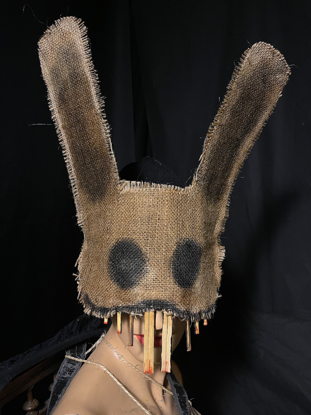 Creepy Rabbit Mask, Scary Masquerade Mask, Burlap Evil Bunny Mask ...