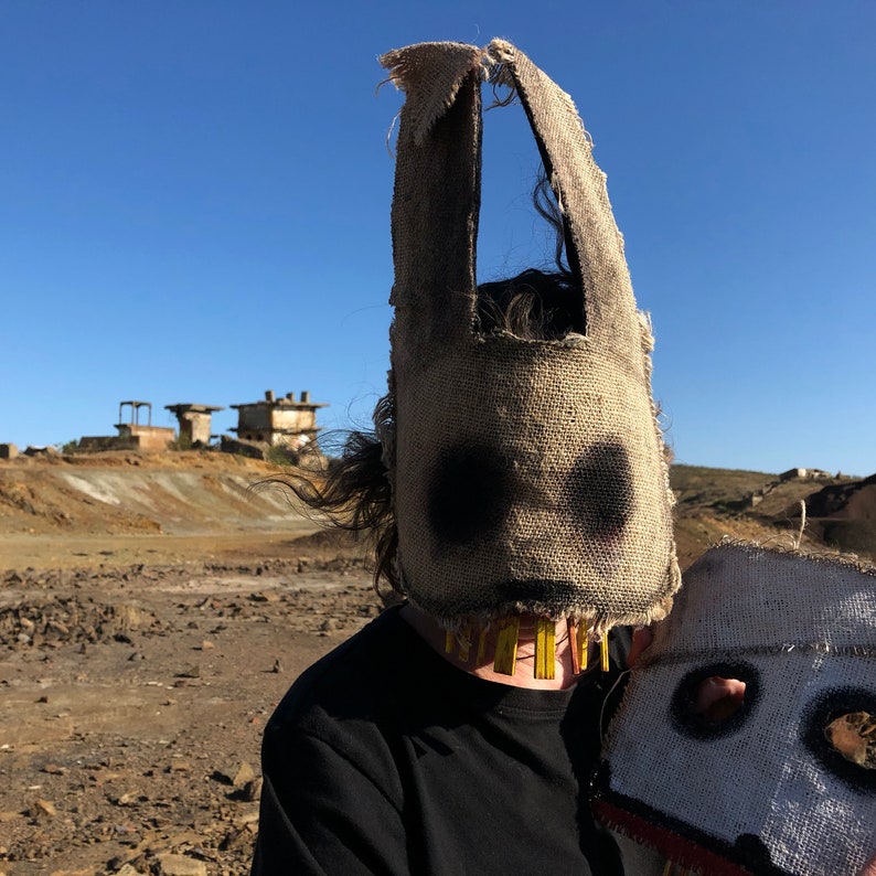 Creepy Rabbit Mask Scary Masquerade Mask Burlap Evil Bunny | Etsy