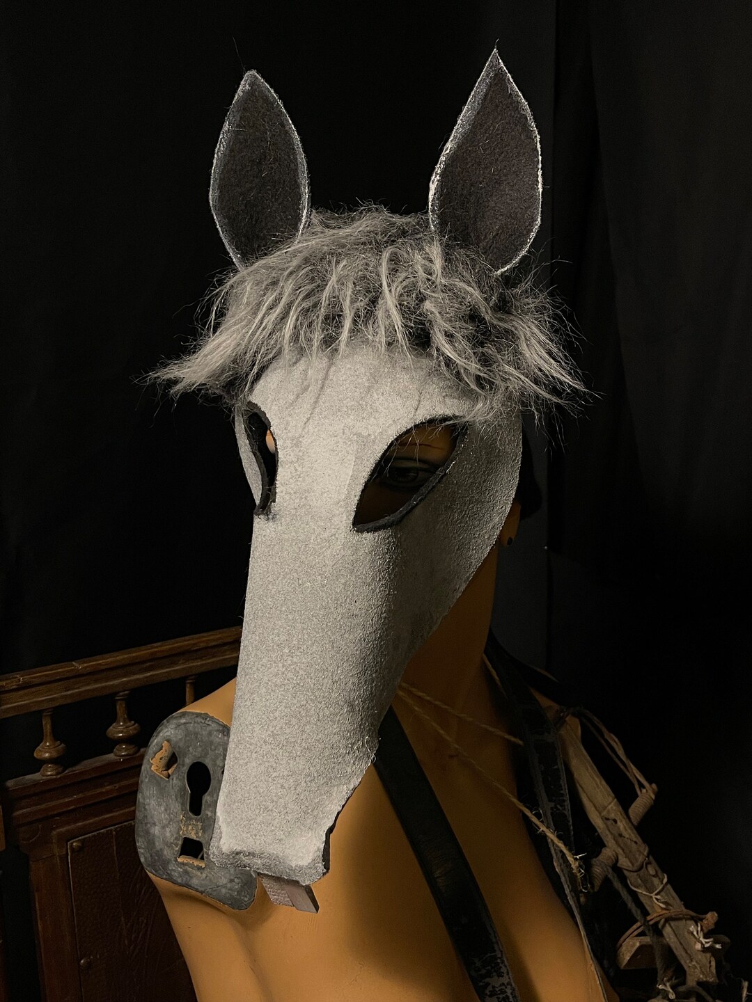 Grey and White Horse Mask for Mardi Gras Parade, Halloween, Video and ...
