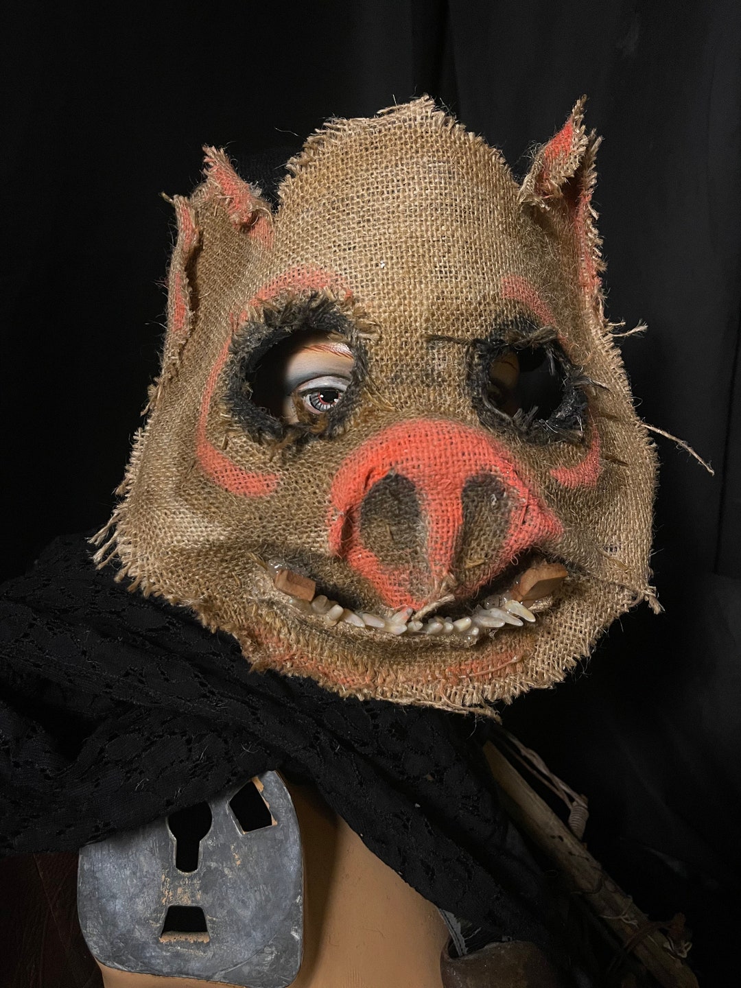 Hog Horror Pig Mask Scary Adult Halloween Boar Costume Handmade Custom ...