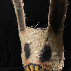 Creepy Rabbit Mask, Scary Masquerade Mask, Burlap Evil Bunny Mask ...