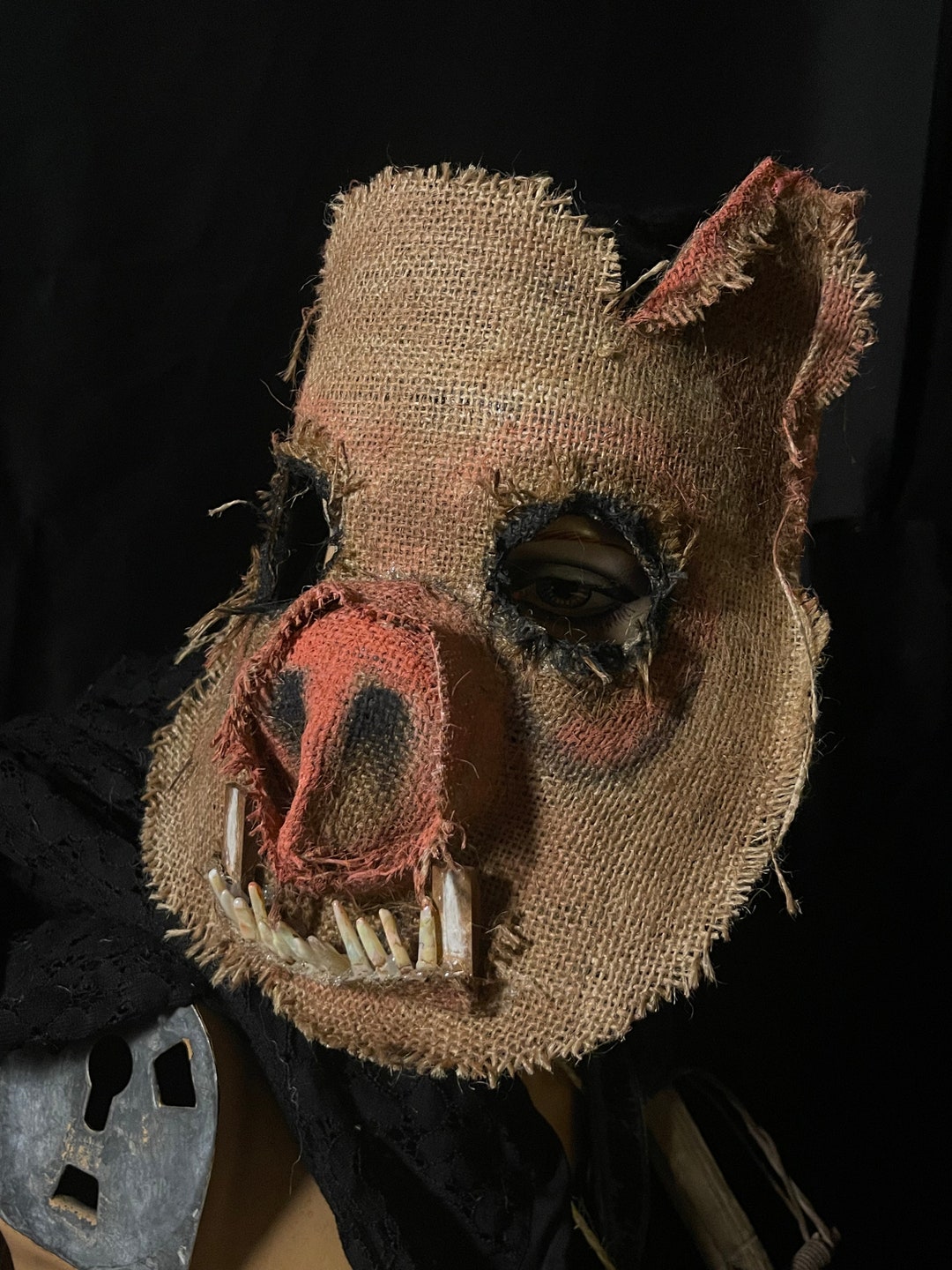 Creepy Scary Burlap Pig Horror Mask Adult Halloween Boar Costume ...