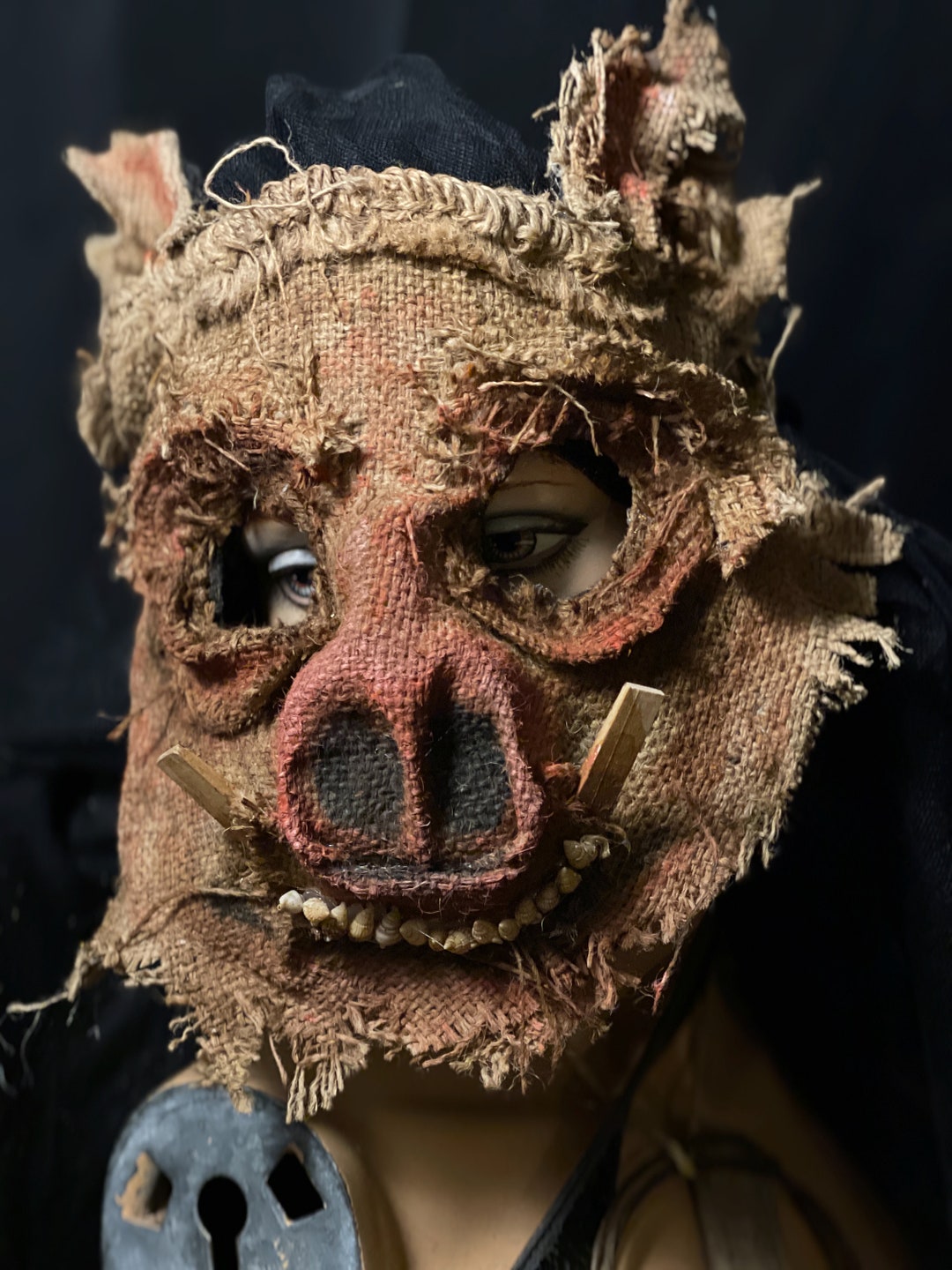 Scary Burlap Pig Horror Mask Adult Halloween Boar Costume - Etsy