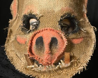 Creepy Scary Cult Occult Burlap Pig Mask - Adult Halloween, Wicker Man ...