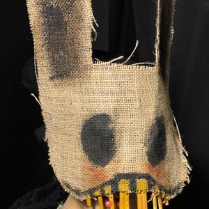 Creepy Rabbit Mask, Scary Masquerade Mask, Burlap Evil Bunny Mask ...