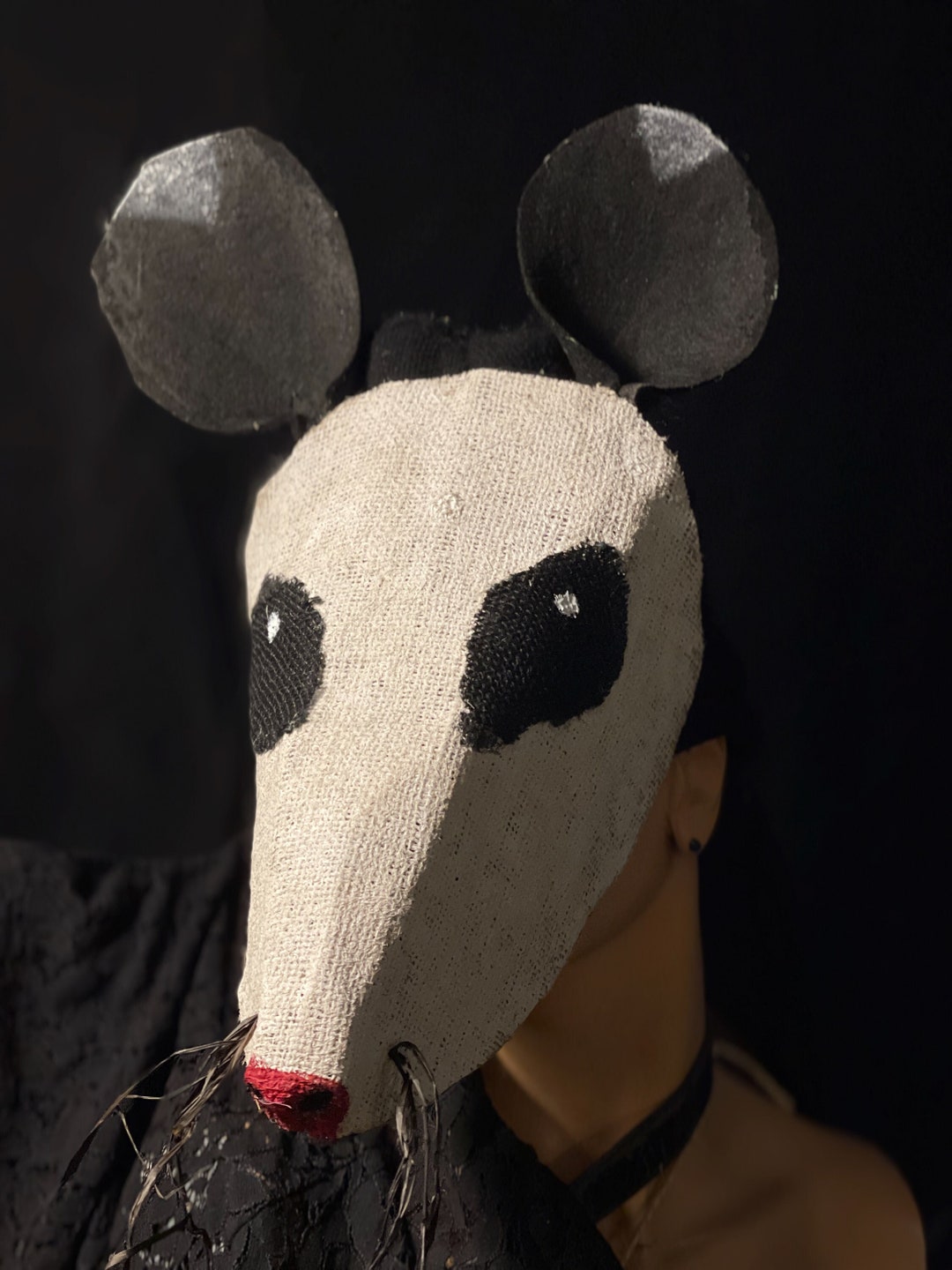 Creepy Cute Burlap Possum Mask Adult Halloween, Rat, Mouse, Alien ...