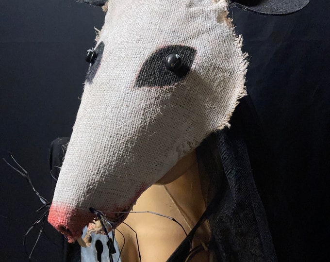 Creepy Cute Burlap Opossum Possum Mask - Adult Halloween, Masquerade ...