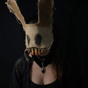 Creepy Scary Rabbit Masks - Burlap Scarecrow Easter Bunny - Adult ...