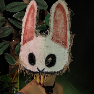 Scary White Rabbit Mask Mardi Gras Masquerade Mask Burlap - Etsy
